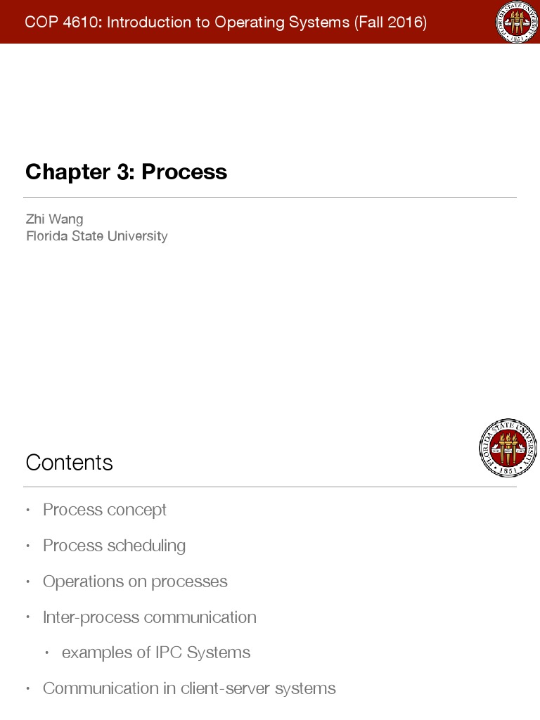 Chapter 3: Process: COP 4610: Introduction To Operating Systems (Fall 2016) | PDF | Process ...