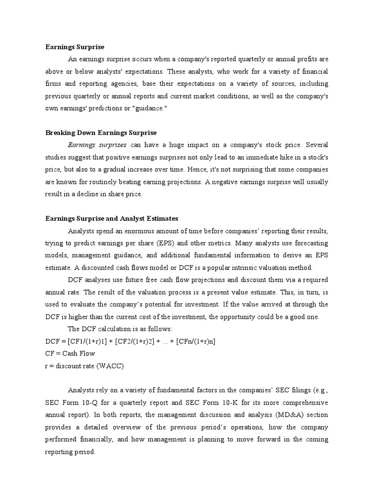 Earnings Surprise: Earnings Surprises Can Have A Huge Impact On A ...