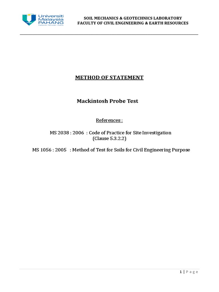 Mackintosh Probe Test Methodology | PDF | Soil Mechanics | Geotechnical ...