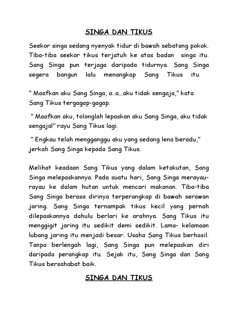 Cerita Singa Dan Tikus | PDF