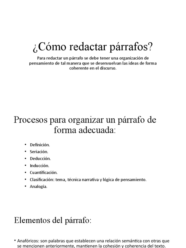 Cómo Redactar Párrafos | PDF | Razonamiento inductivo | Cognición