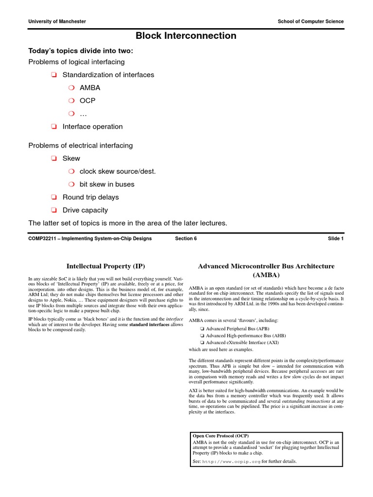 Block Interconnection: Today's Topics Divide Into Two | PDF | System On ...
