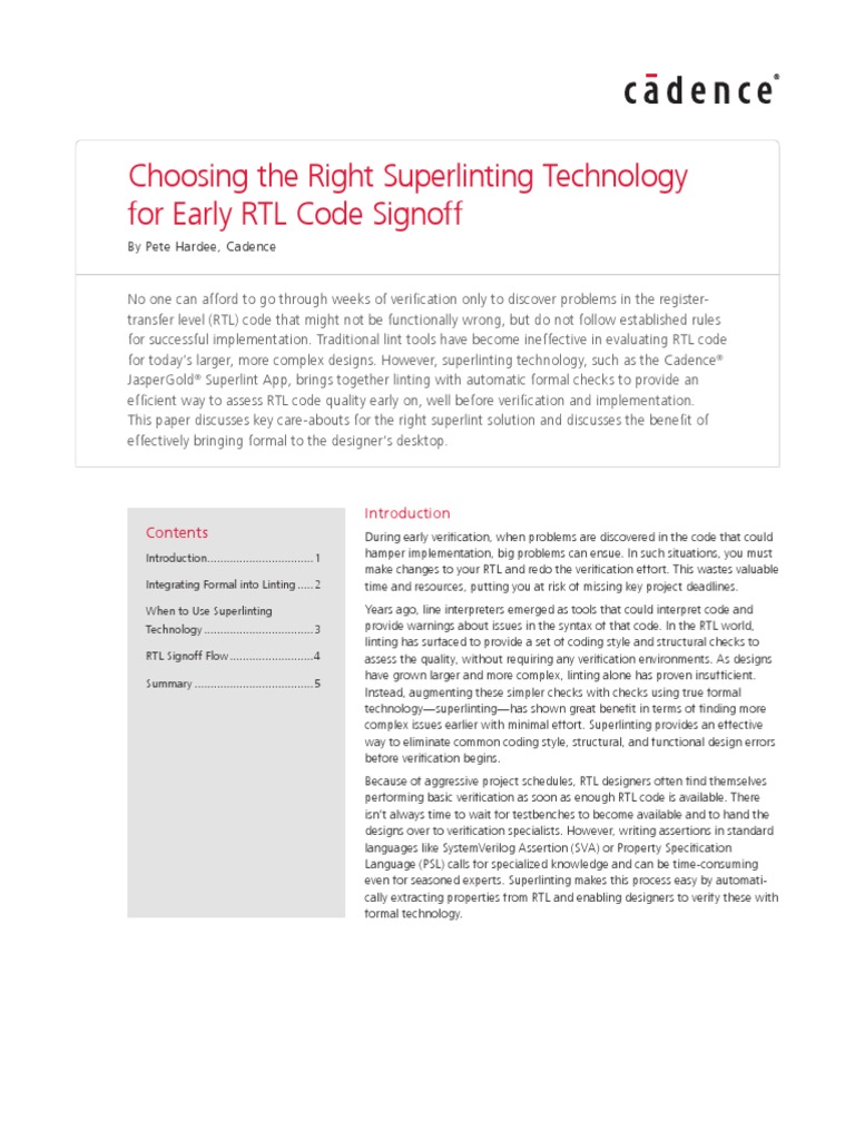 Choosing The Right Superlinting Technology For Early RTL Code Signoff ...