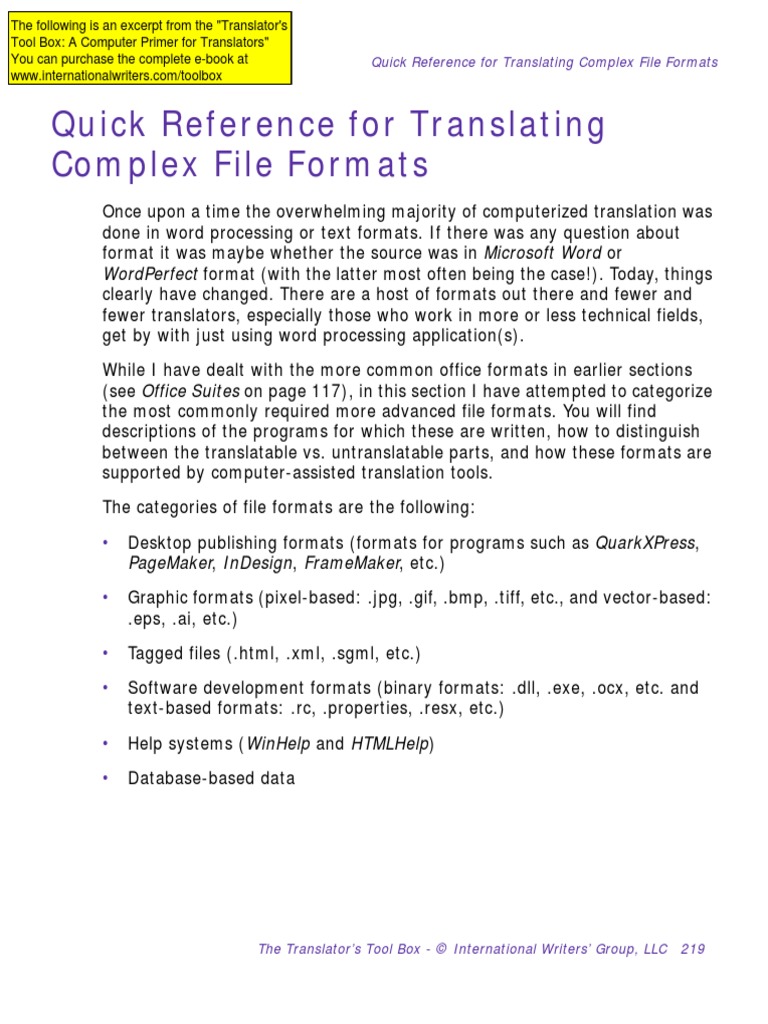 Quick Reference For Translating Complex File Formats | PDF | Adobe In ...