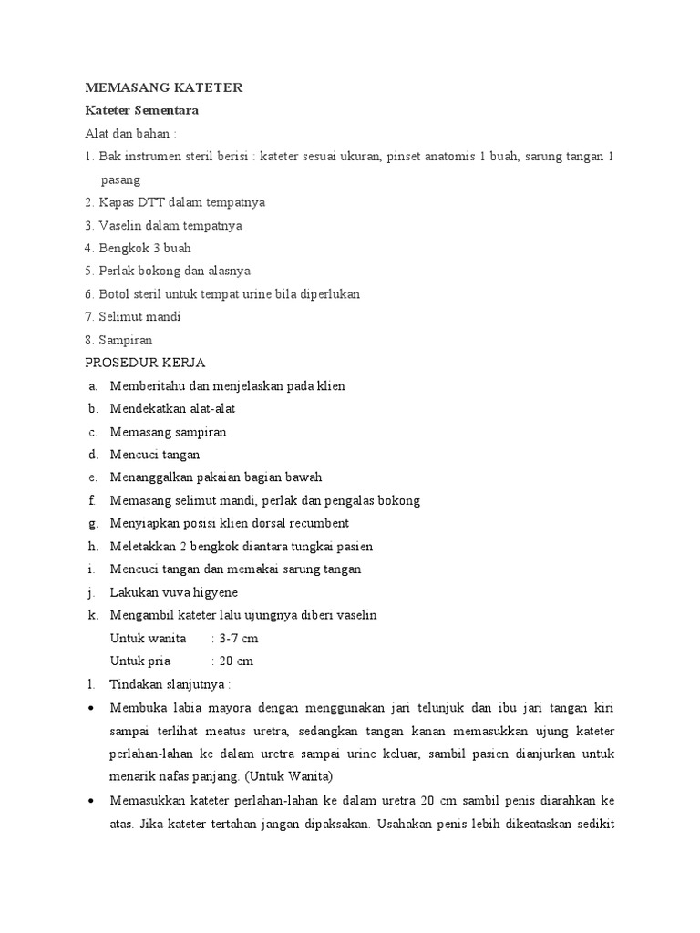 Panduan Pemasangan Kateter dan Infus | PDF