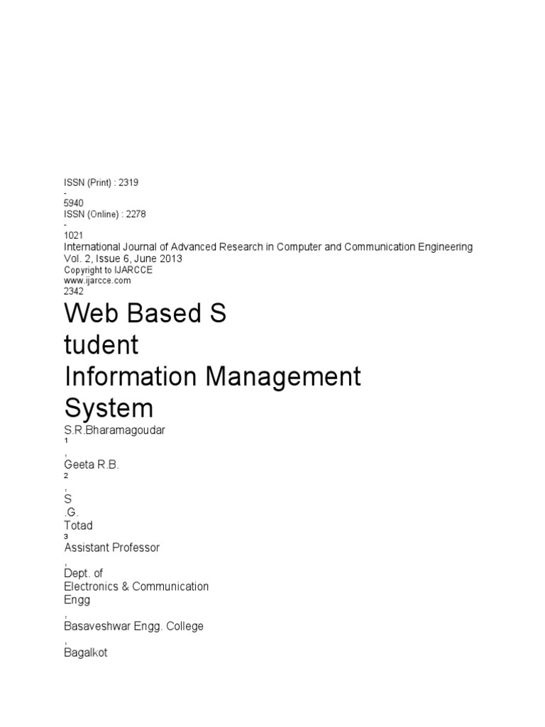 Web Based S Tudent Information Management System | PDF | Databases ...