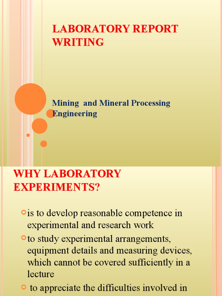 Laboratory Report Writing: Mining and Mineral Processing Engineering ...