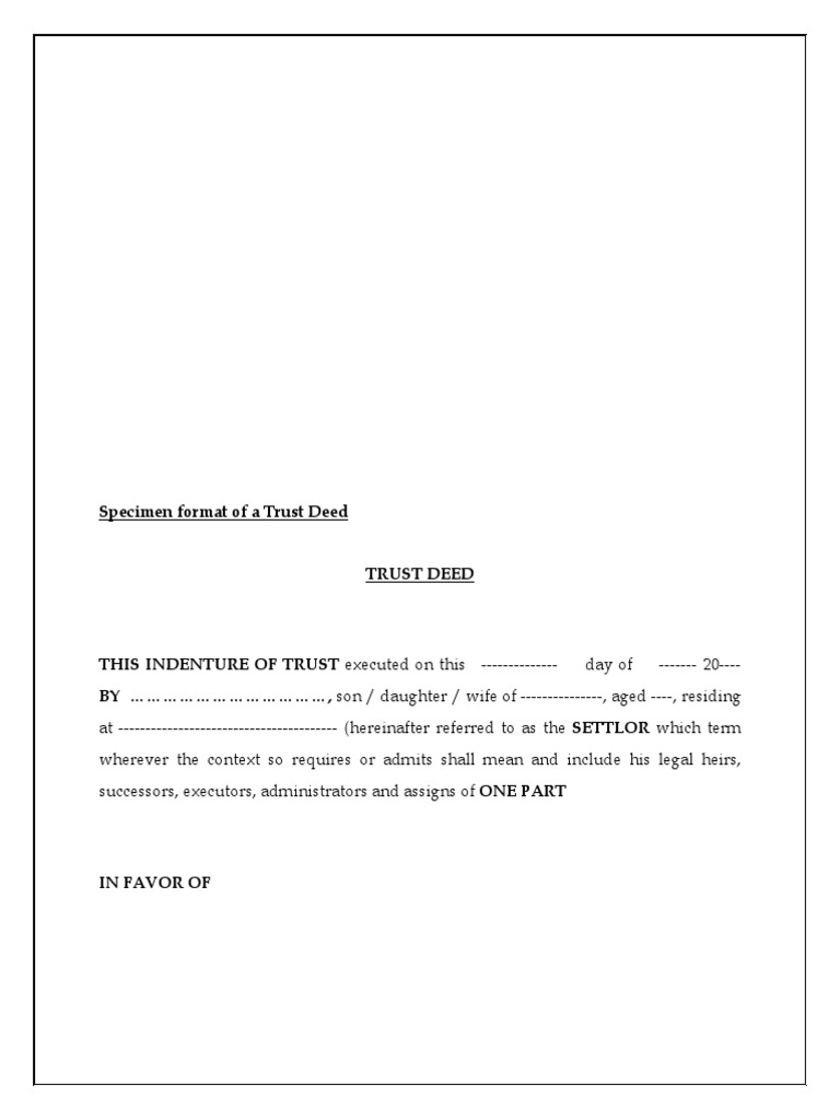 Sample Trust Deed - PDF | PDF | Trust Law | Trustee