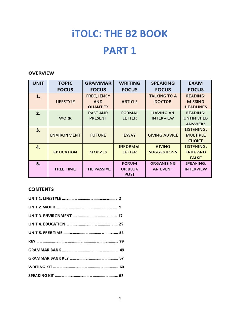 iTOLC Felkészítő Könyv - Angol B2 I. Rész (Letölthető Könyv) | PDF | Schools | Obesity