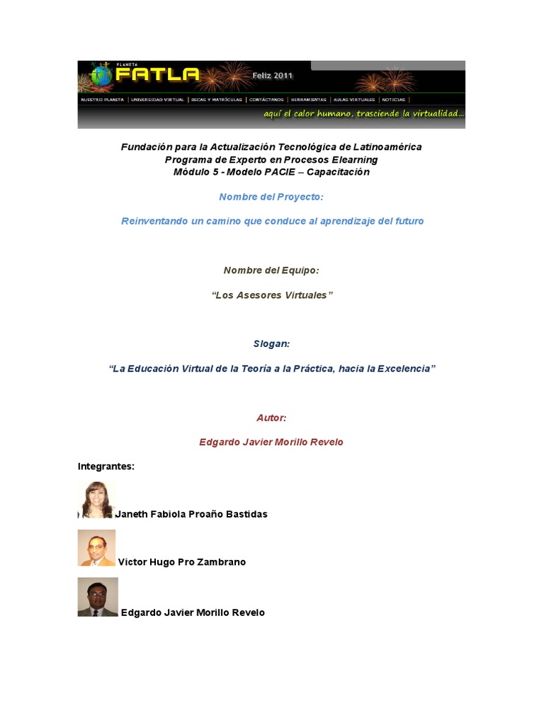 Edgardo Javier Morillo Revelo, Modelo PACIE Investigación | PDF ...