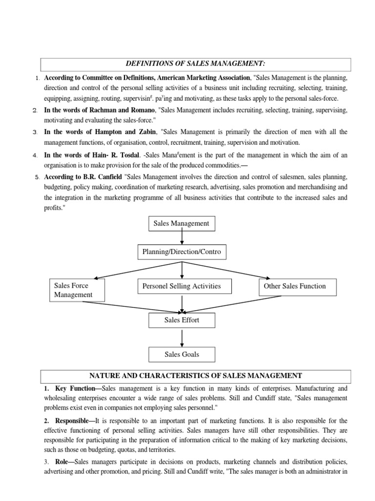 V SEM MANAGEMENT OF SALES FORCE UNIT 1 5 Files Merged | PDF | Sales ...