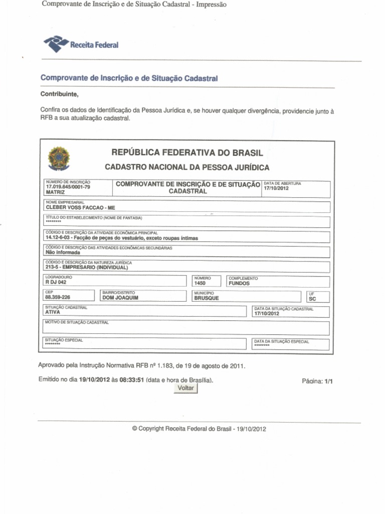 Cartão CNPJ PDF | PDF