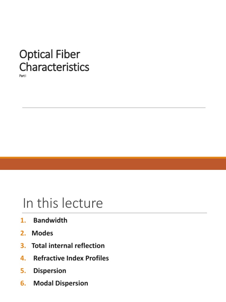 Optical Fiber Characteristics | PDF | Dispersion (Optics) | Optical Fiber