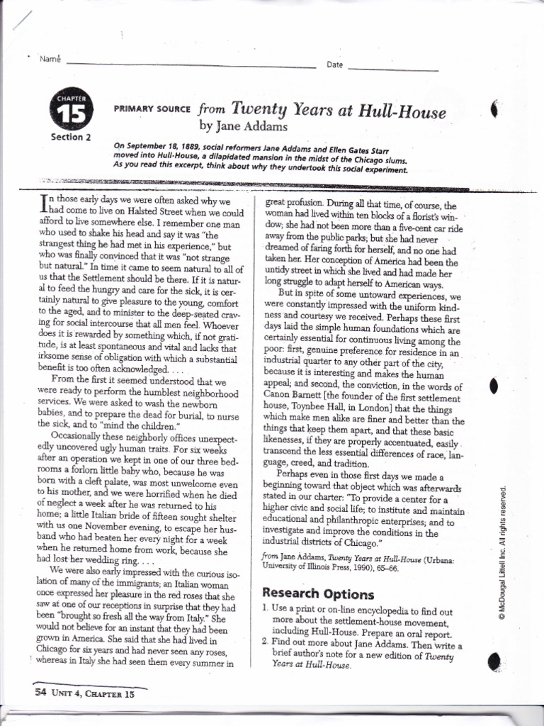 Hull-House: A Social Reform Journey | PDF