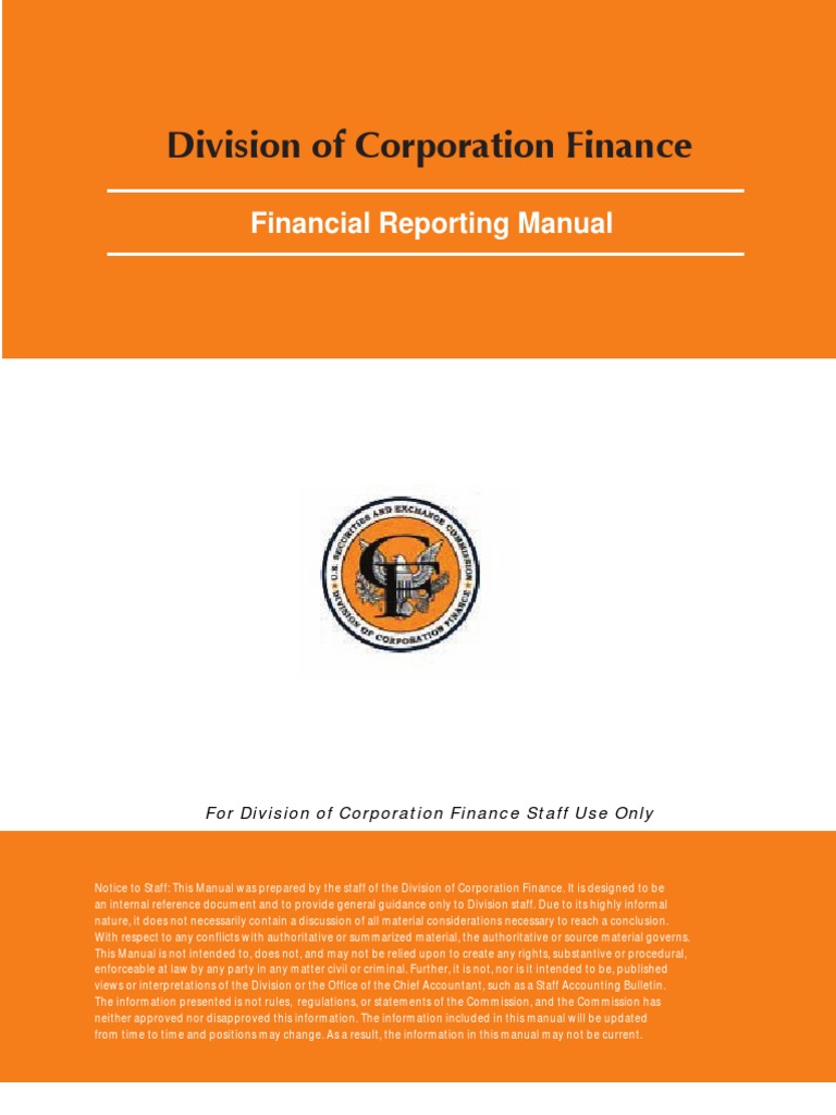 Division of Corporation Finance: Financial Reporting Manual | PDF ...