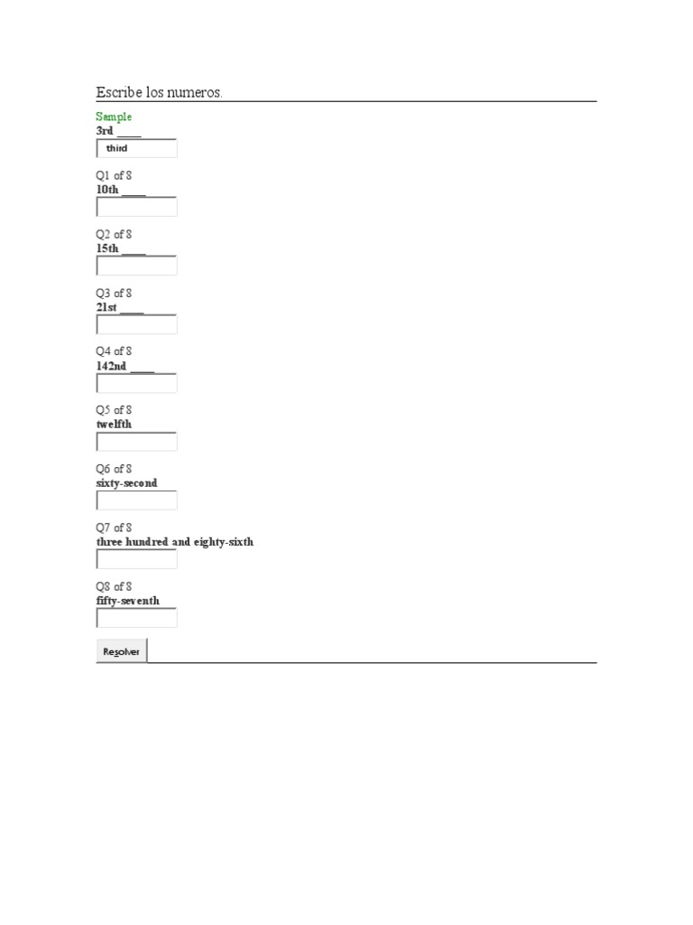 Ordinal Numbers | PDF | Teaching Methods & Materials