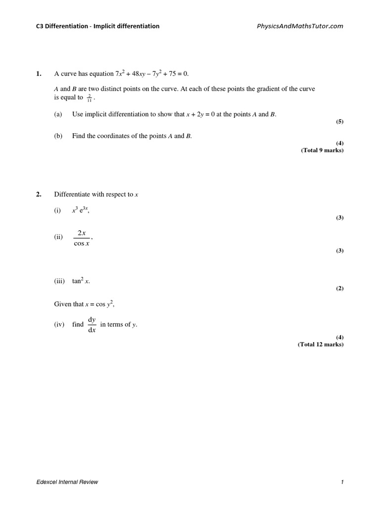 Implicit Differentiation Guide | PDF | Fraction (Mathematics) | Derivative