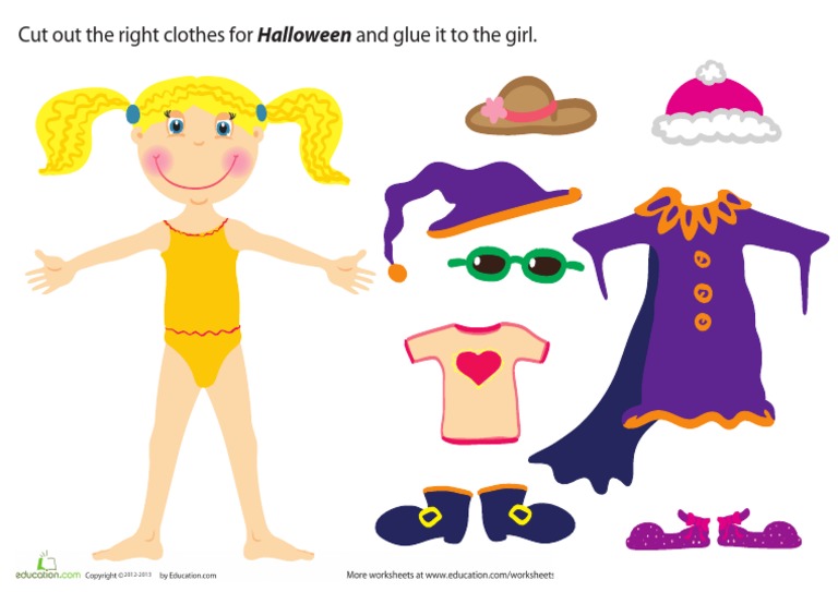 Cut Out The Right Clothes For Halloween and Glue It To The Girl | PDF