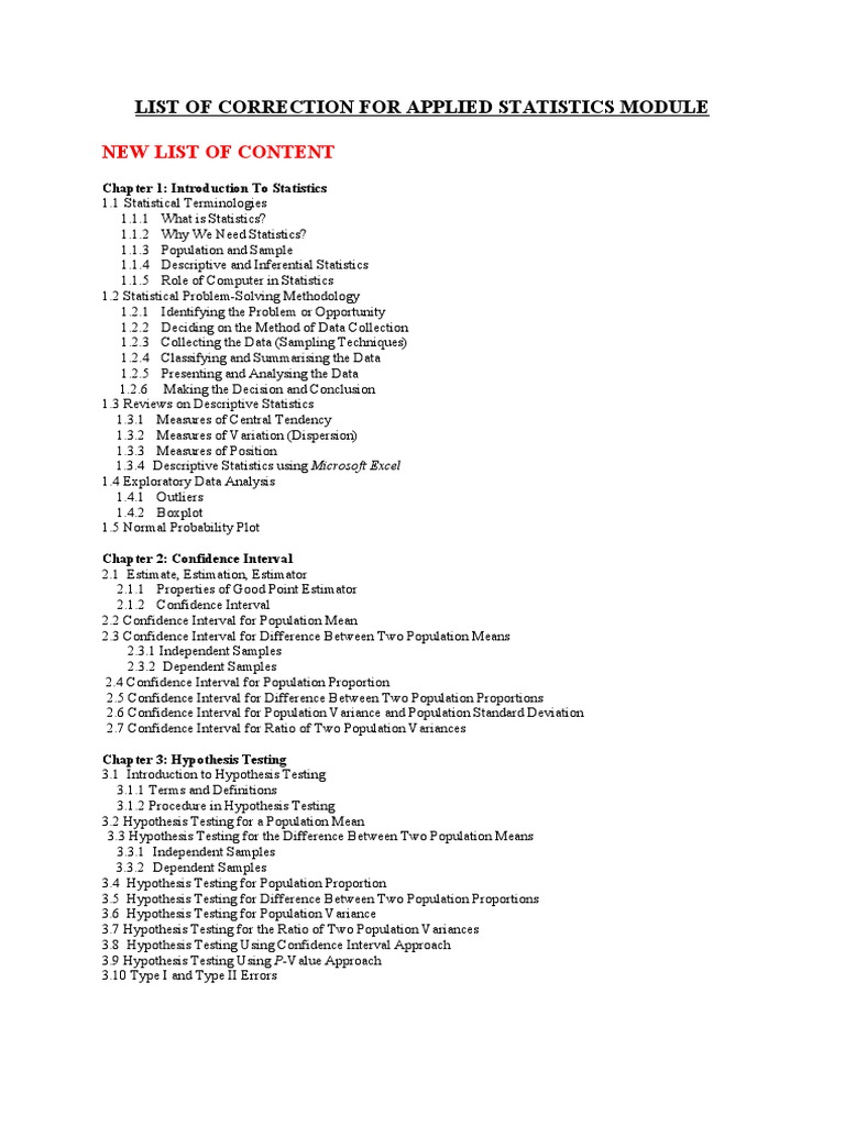 List of Correction For Applied Statistics Module | PDF | Confidence ...