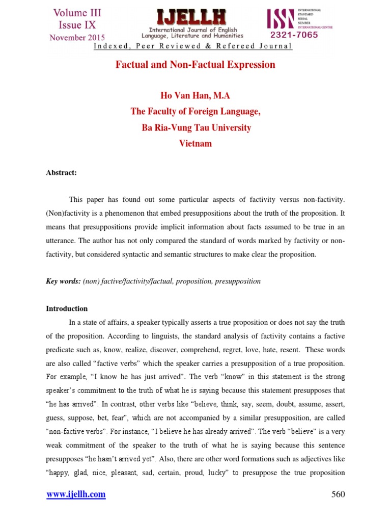 Factual and Non Factual | PDF | Syntax | Human Communication