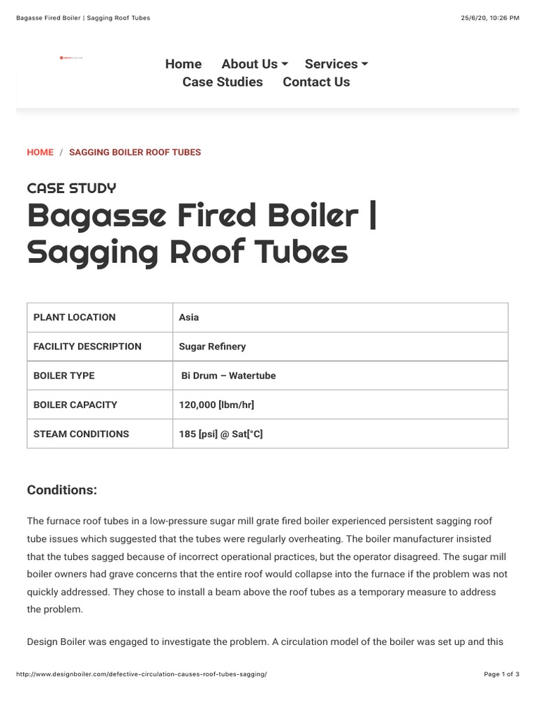 Bagasse Fired Boiler - Sagging Roof Tubes | Download Free PDF | Steam ...