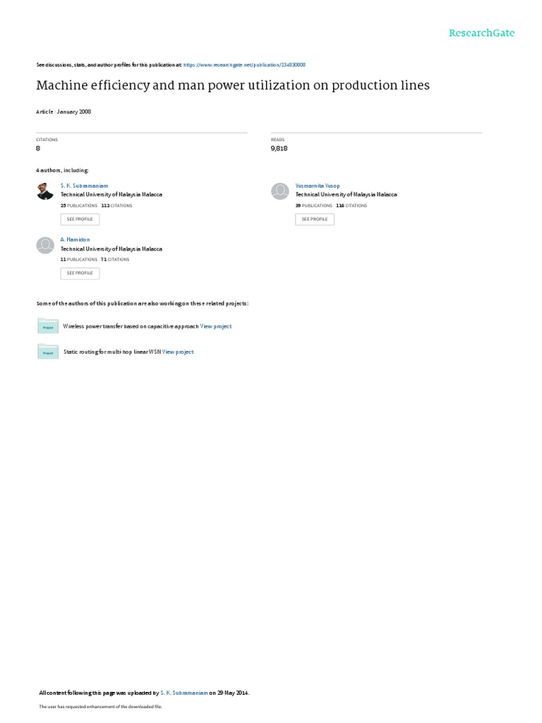 Machine Efficiency and Man Power Utilization On PR | PDF | Automation ...