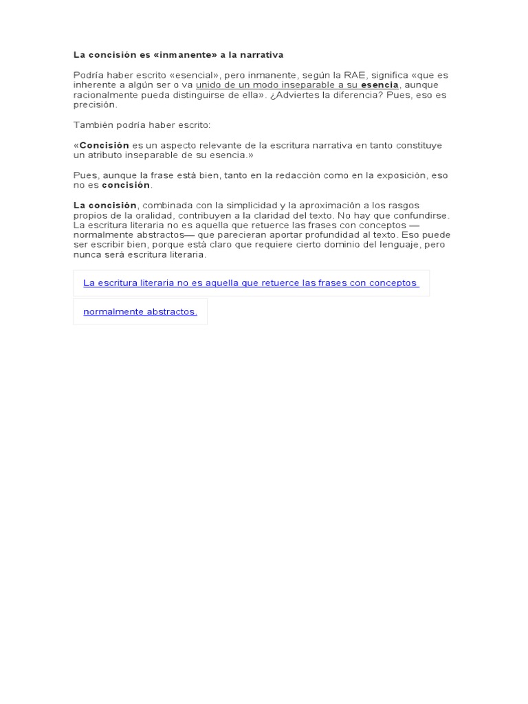 La esencia de la concisión narrativa | PDF