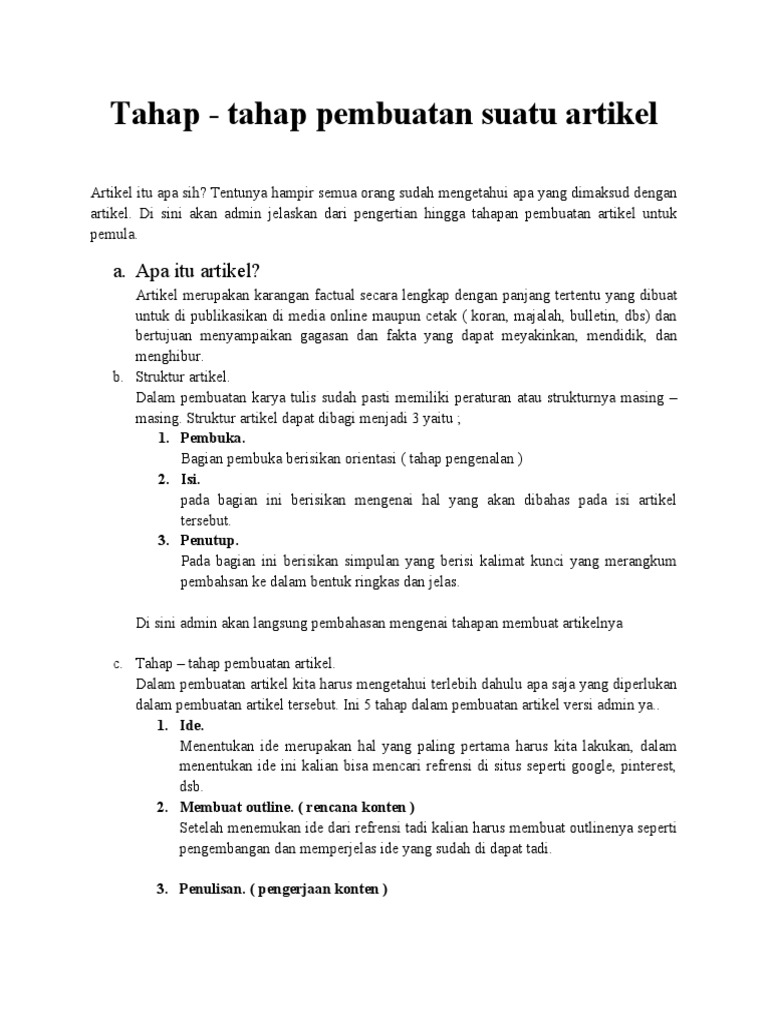 Tahap-Tahap Artikel | PDF