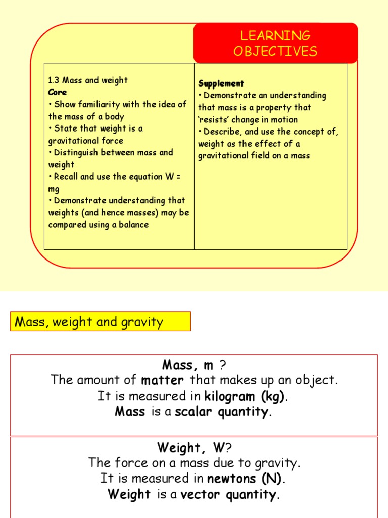 Mass and Weight in Gravitational Fields | PDF | Weight | Mass