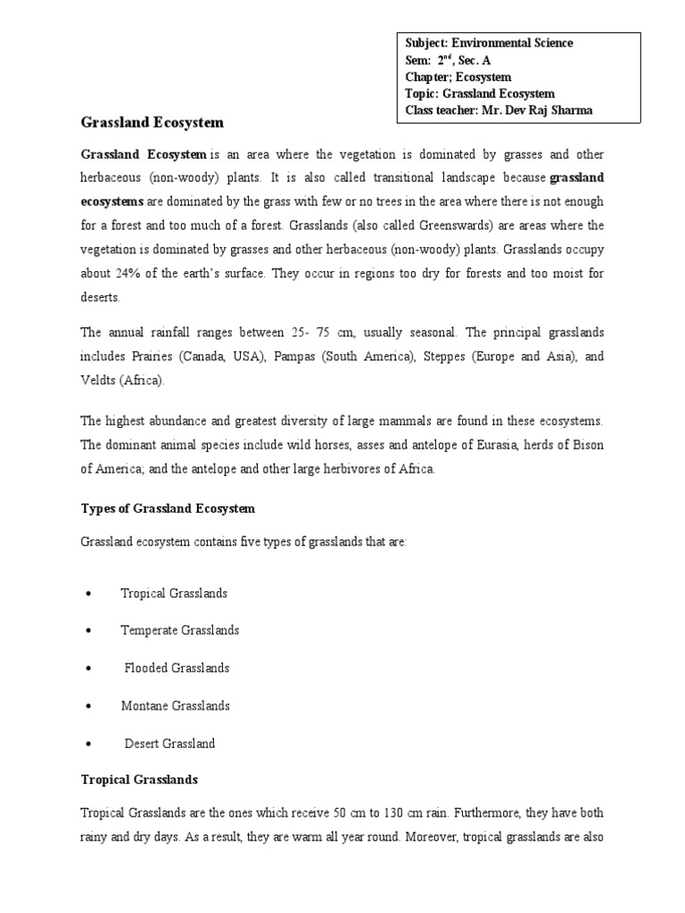 Grassland Ecosystem Pdf Grassland Ecosystem