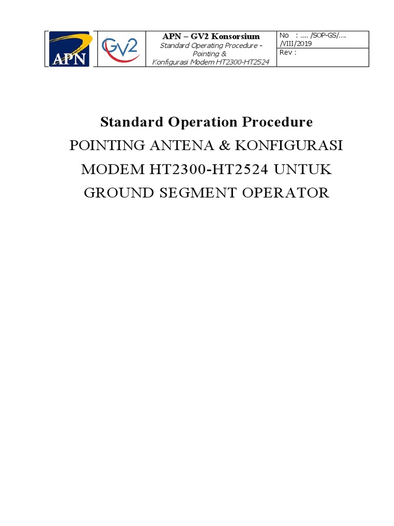SOP Pointing & Konfigurasi Modem HT2300 | PDF | Pengelolaan Keuangan ...