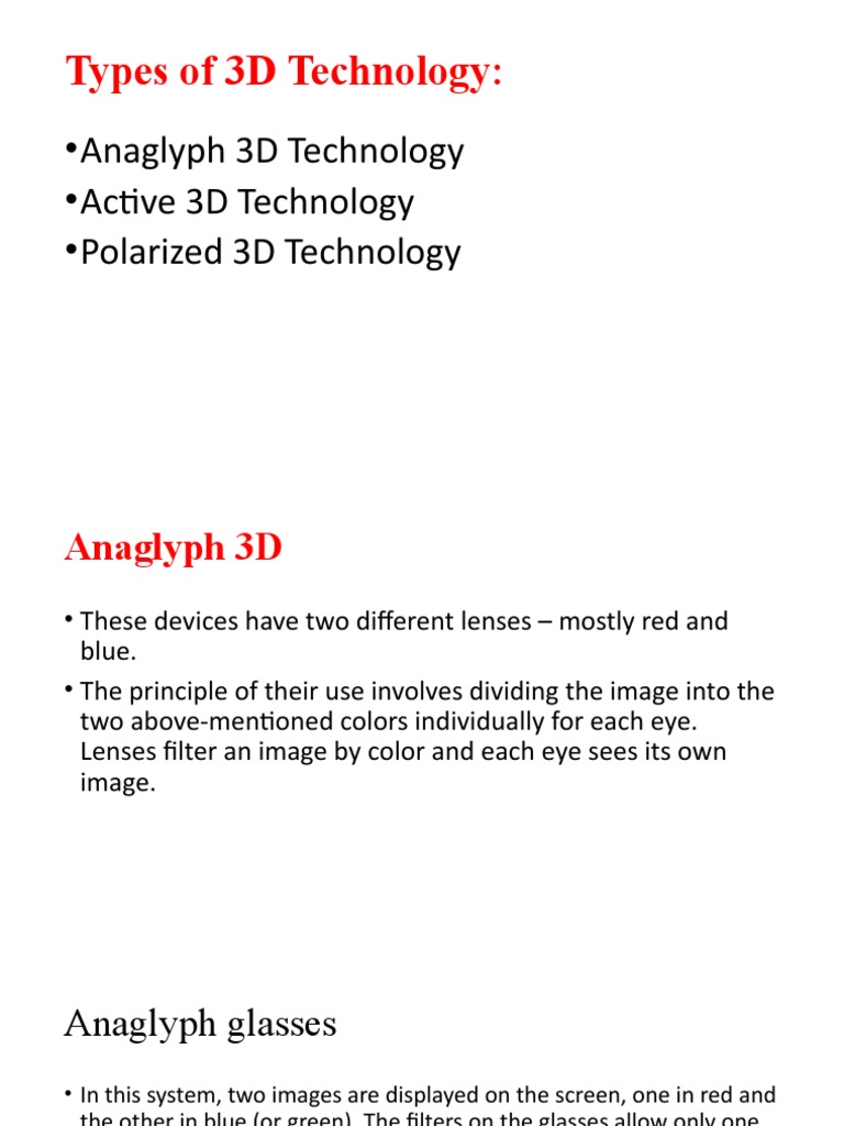 Types of 3D Glasses Explained | PDF | Stereoscopy | Glass Applications