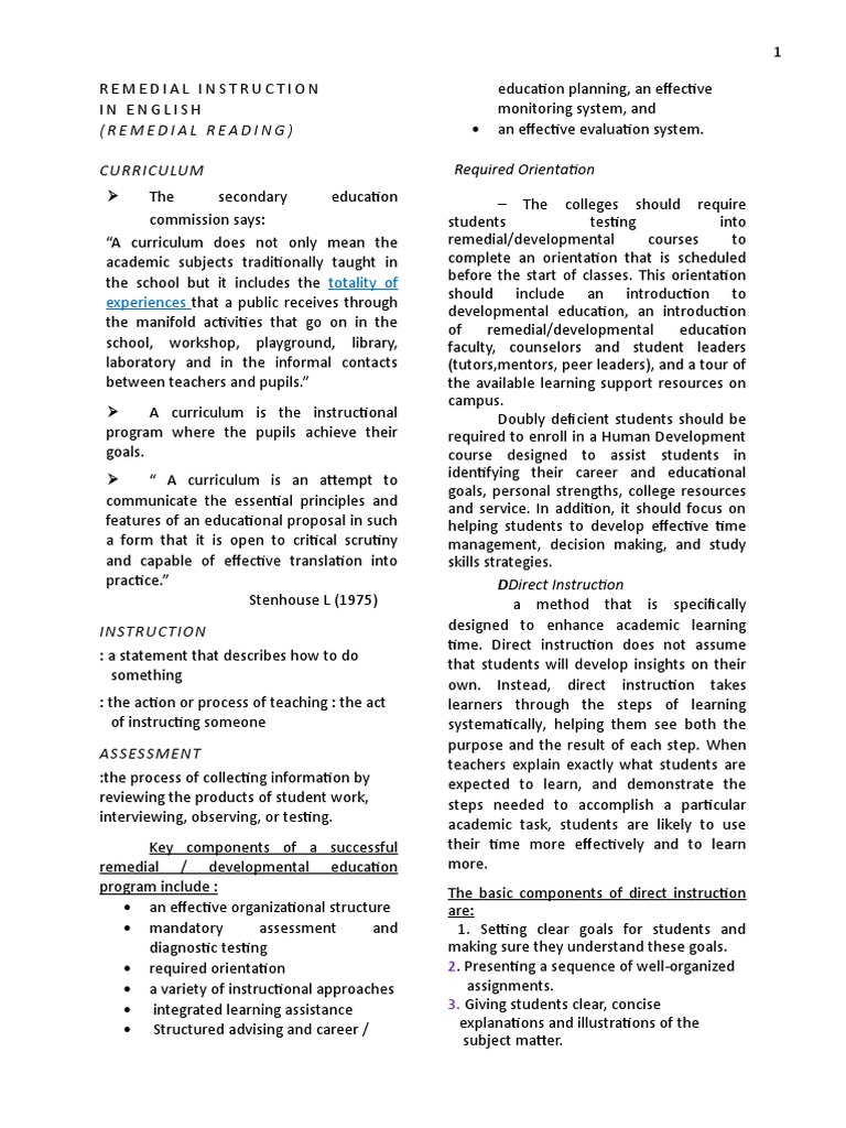 Remedial Instruction in English: A Comprehensive Guide to Effective ...
