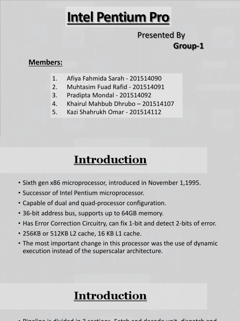 Intel Pentium Pro: Presented by | PDF | Cpu Cache | Central Processing Unit