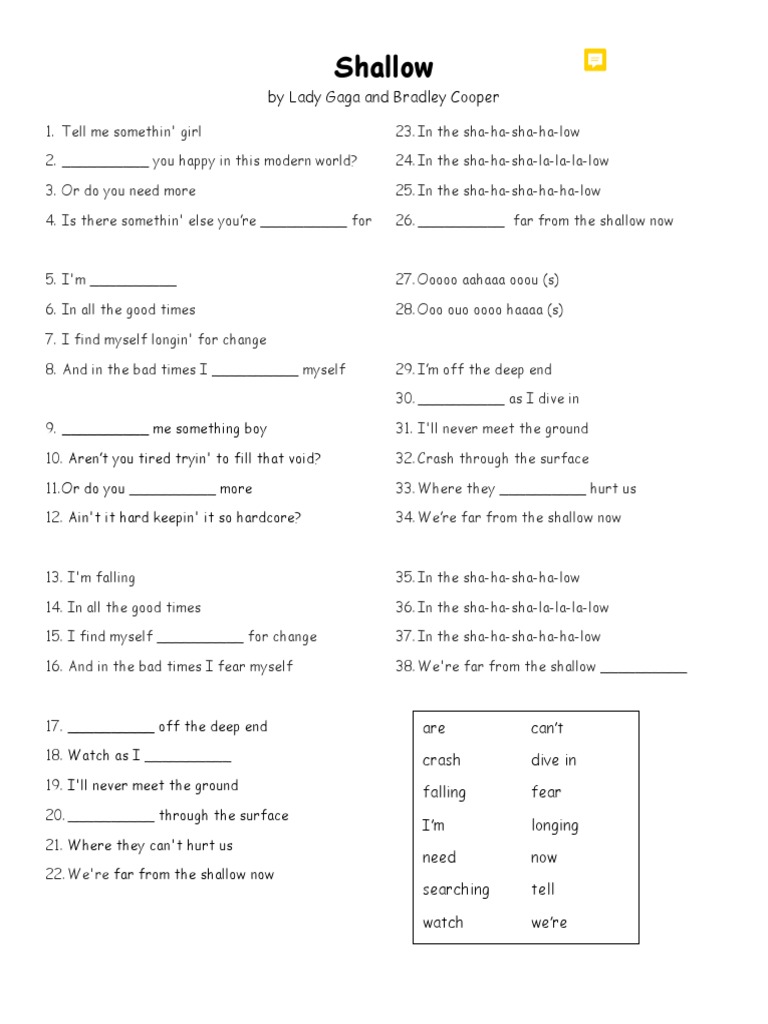 Shallow Verbs Activities With Music Songs Nursery Rhymes Informa ...