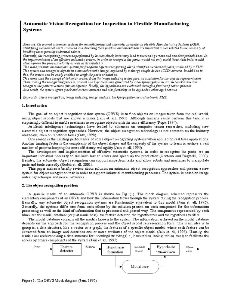 Automatic Vision Recognition in FMS | PDF | Artificial Neural Network ...