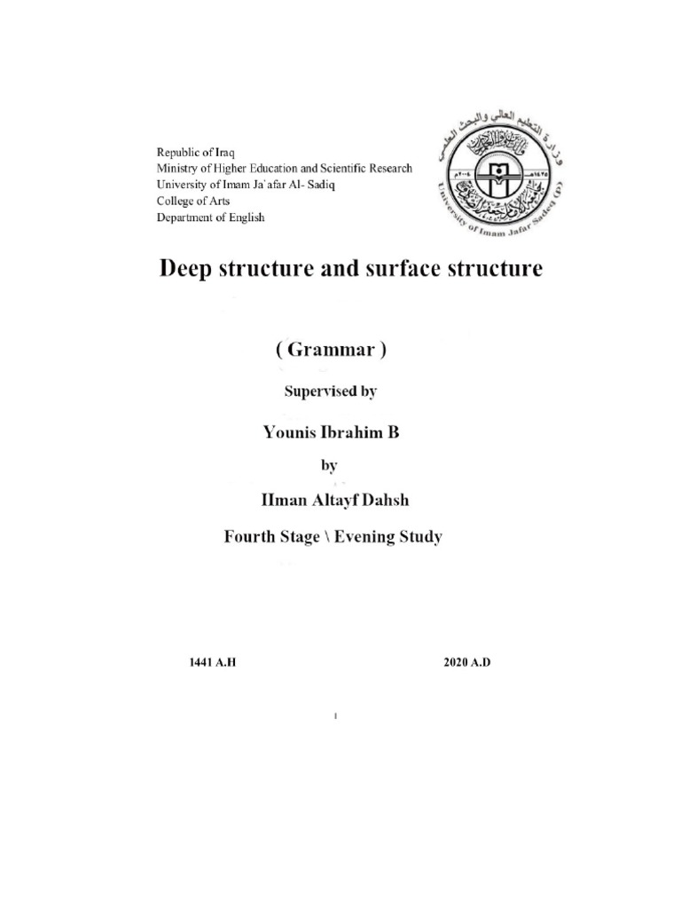 Deep Structure And Surface Structure Pdf Syntax Logic
