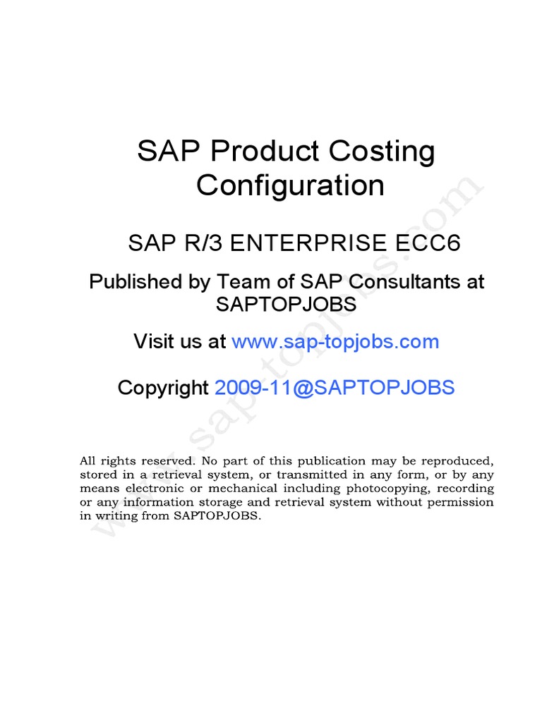 SAP Product Costing Configuration: Sap R/3 Enterprise Ecc6 | PDF | Cost ...