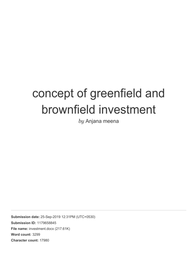 Concept of Greenfield and Brownfield Investment PDF | PDF | Sentence ...