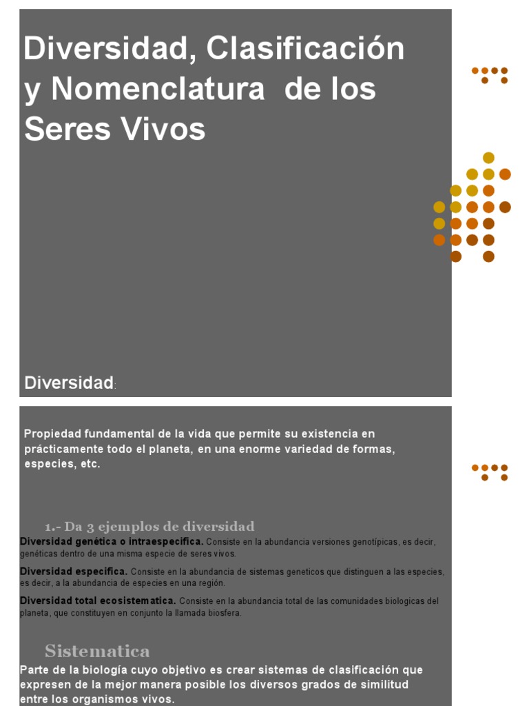 Diversidad, Clasificación y Nomenclatura de Los Seres Vivos | PDF | Eucariotas | Taxonomía ...