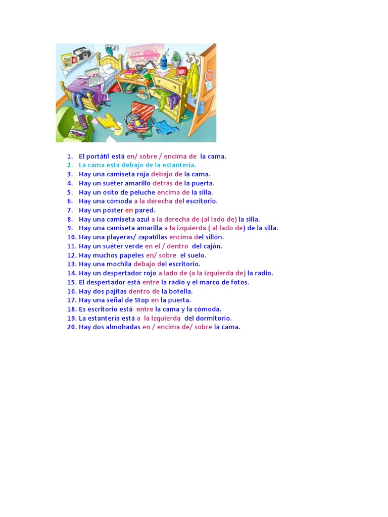 Preposiciones de lugar en español | PDF | Mueble | Deportes