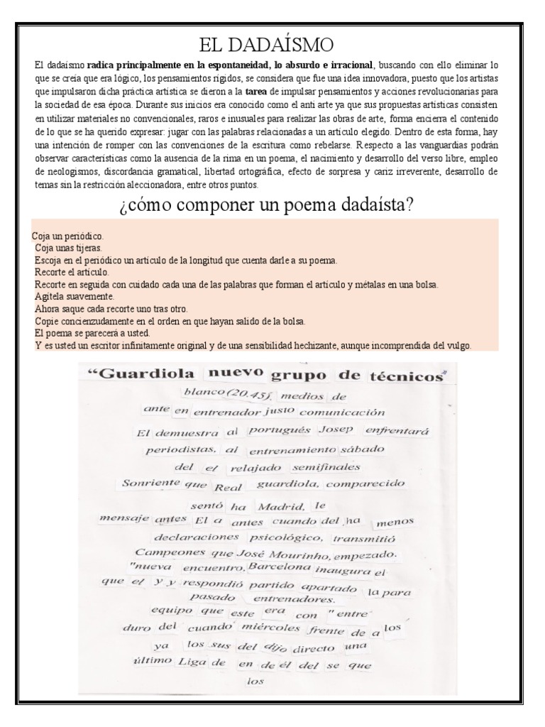 Cómo Componer Un Poema Dadaísta | PDF | Vanguardia | Idiomas