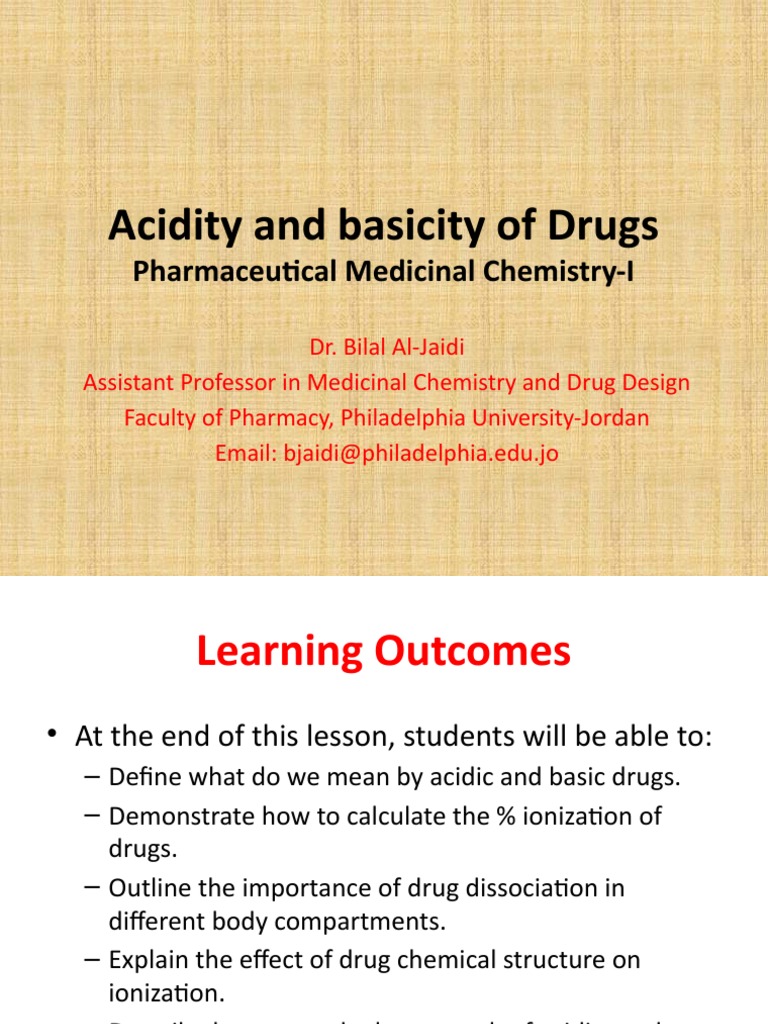 Acidity and Basicity in Drug Chemistry | PDF | Acid Dissociation Constant | Acid