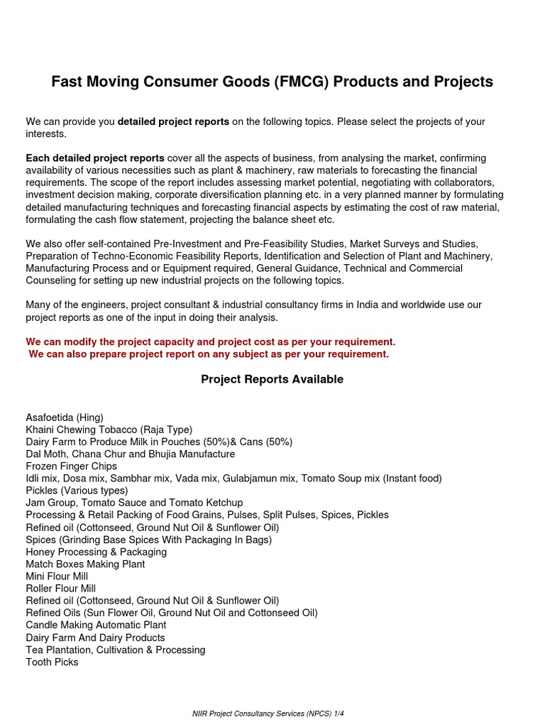 Fast Moving Consumer Goods (FMCG) Products and Projects | PDF | Fruit ...