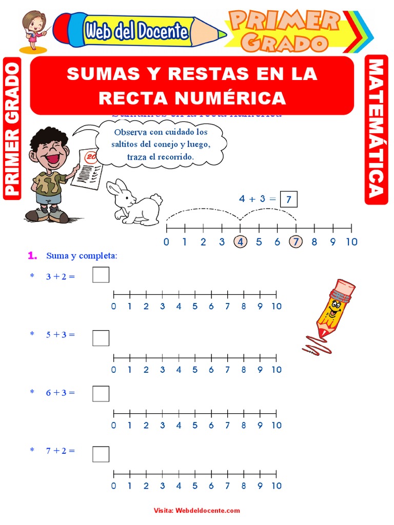 Hojas De Trabajo De Resta De Línea Numérica