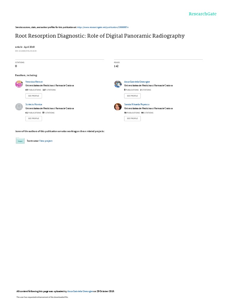 Root Resorption Diagnostic: Role of Digital Panoramic Radiography | PDF ...