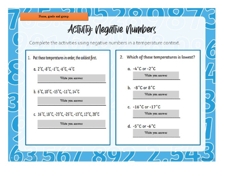 Negative Numbers | PDF