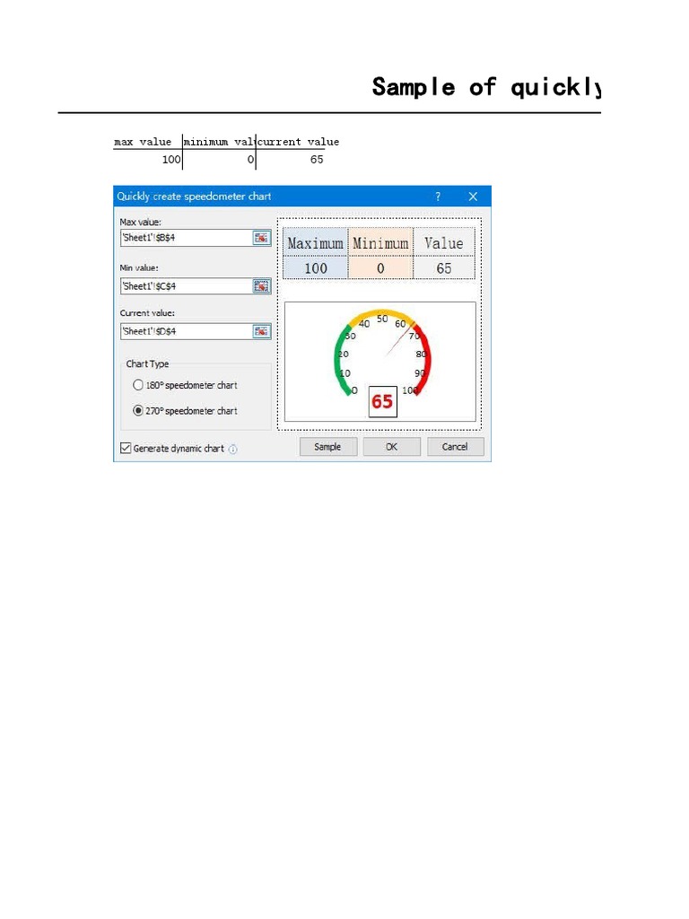 Sample of Quickly Creating Speedometer Chart: Max Value Minimum ...