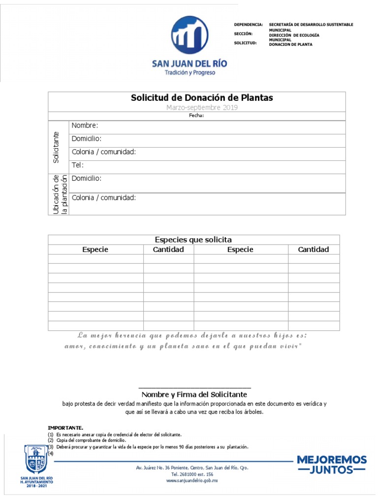 Solicitud de Donación de Árboles | PDF | Desarrollo sostenible | Naturaleza