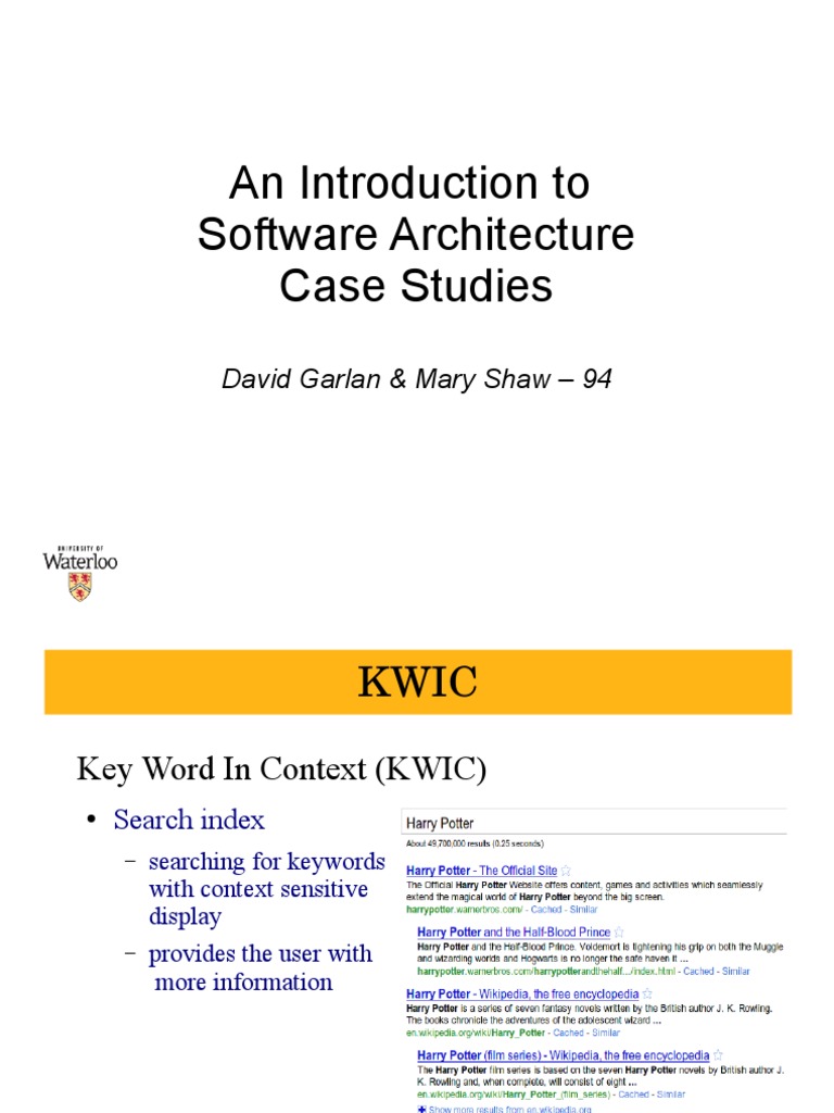 An Introduction To Software Architecture Case Studies: David Garlan ...